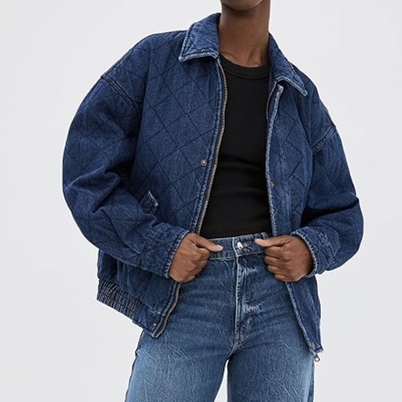 Lioness | Jackets & Coats | Nwt Lioness Denim Quilted Bomber Xl | Poshmark